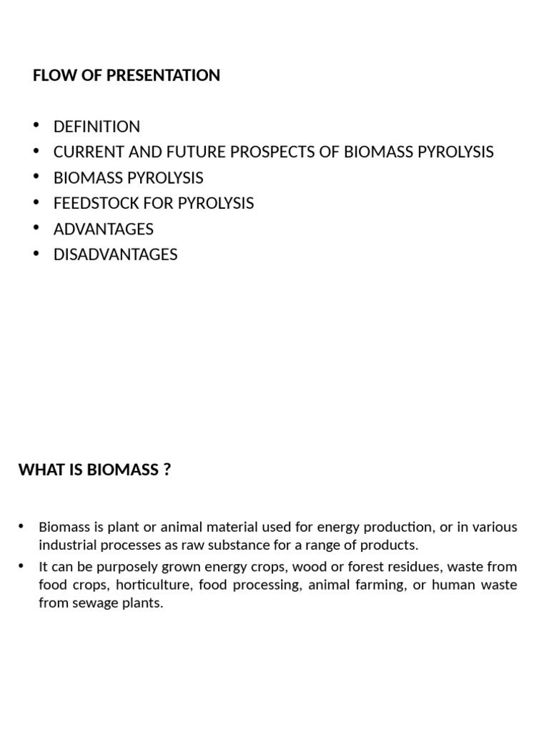 Ppt Biomass Pyrolysis 1 1 | PDF | Pyrolysis | Materials
