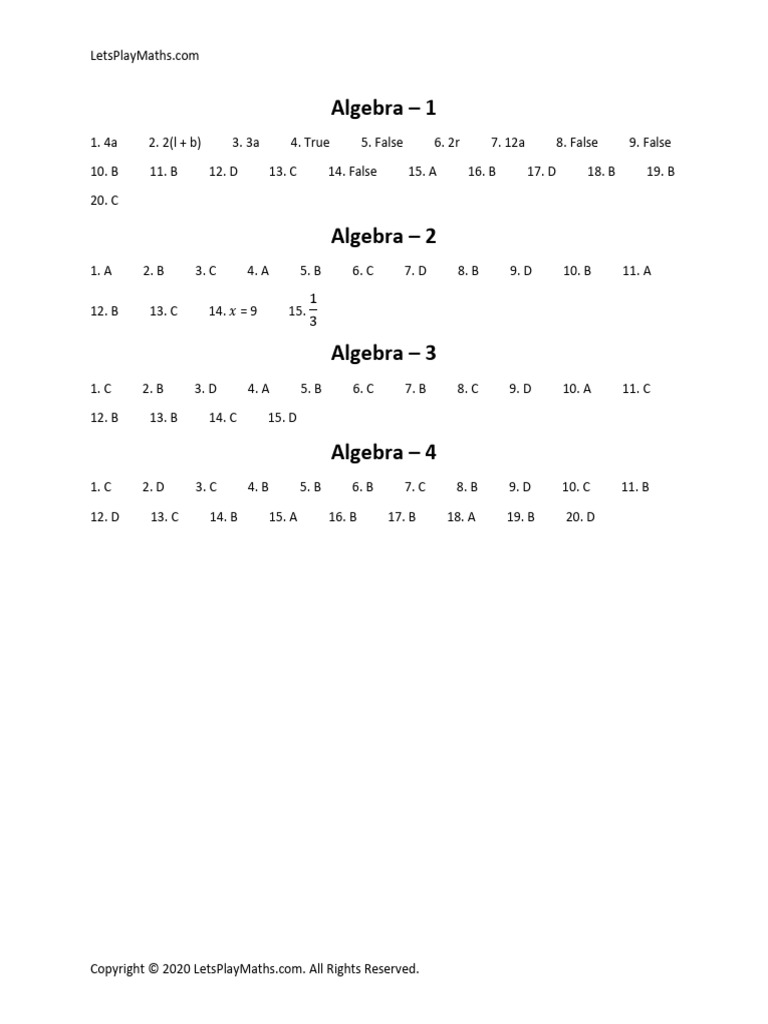 Algebra Answer | PDF