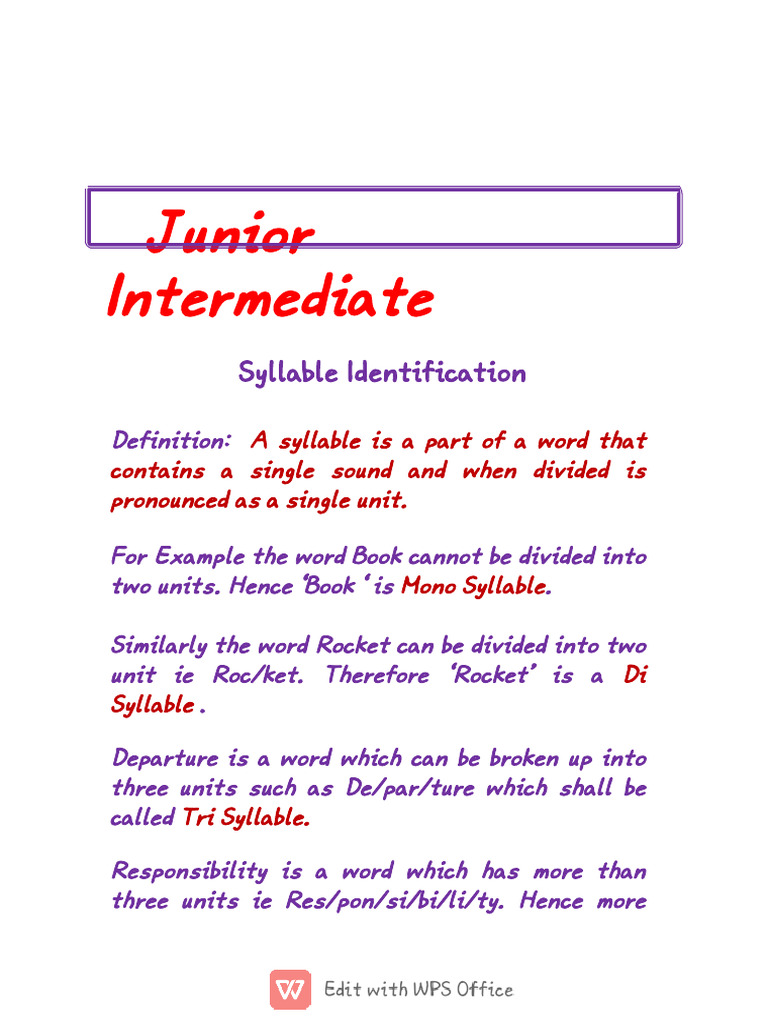 Syllable Identification | PDF