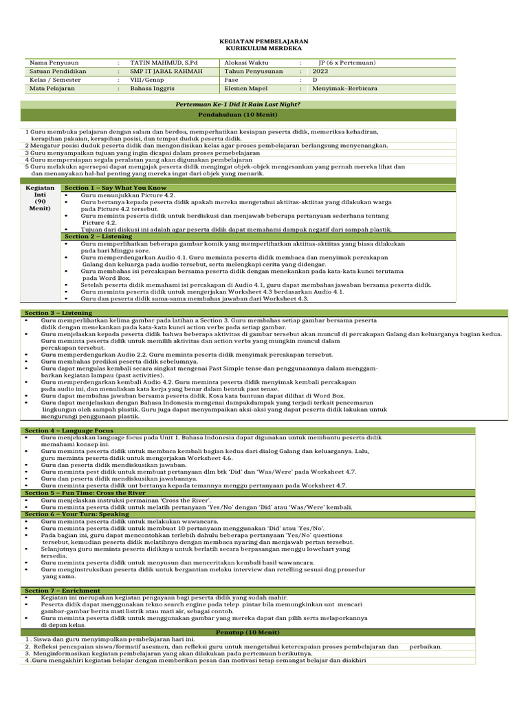 modul ajar CHAPTER 4 UNIT 1 - | PDF