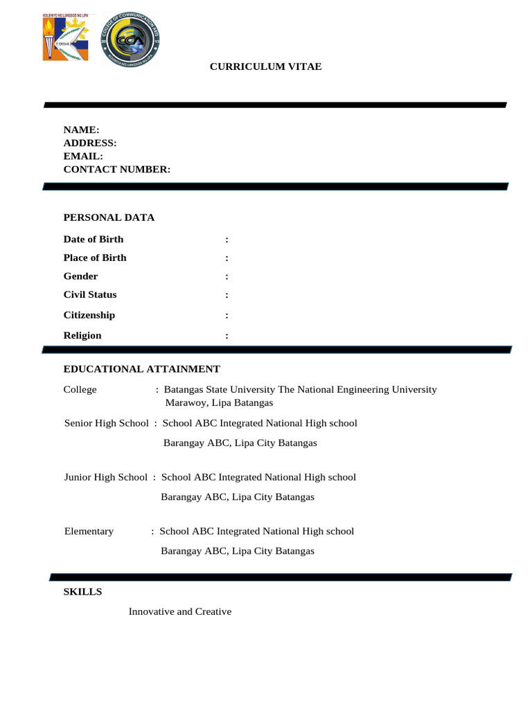 Curriculum Vitae Template | PDF