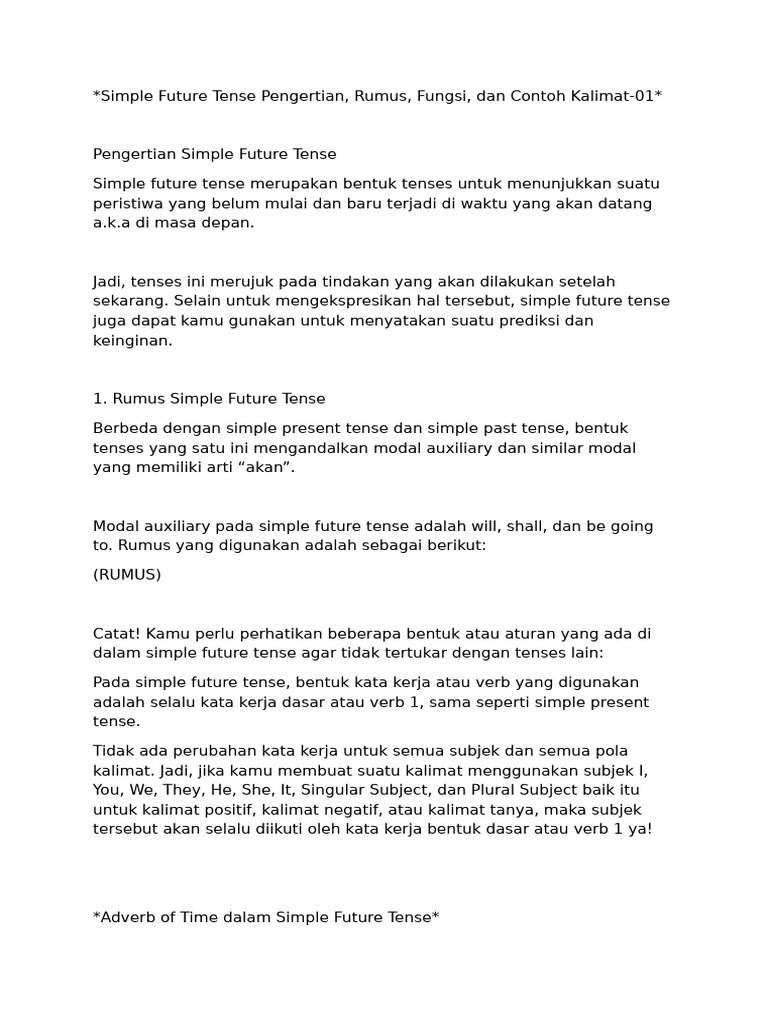 Materi Simple Future Tense | PDF