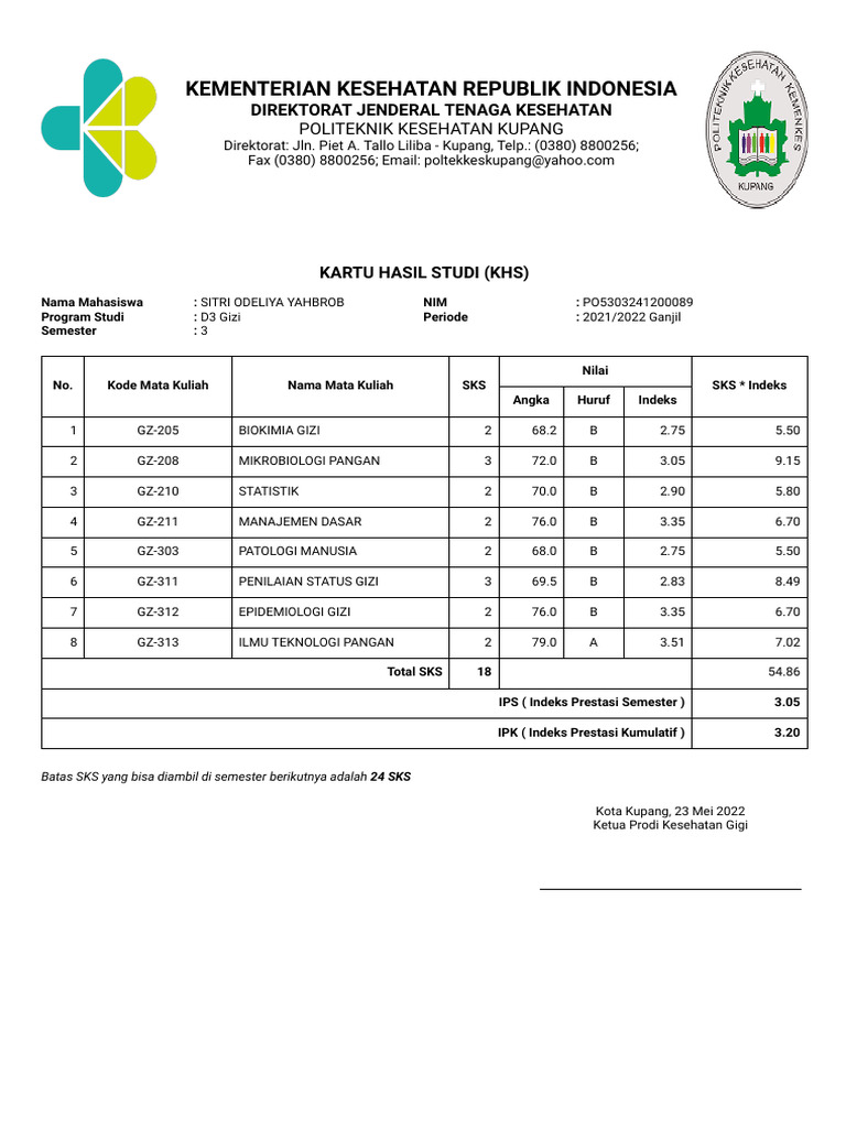 Cetak Laporan KHS Mahasiswa | PDF