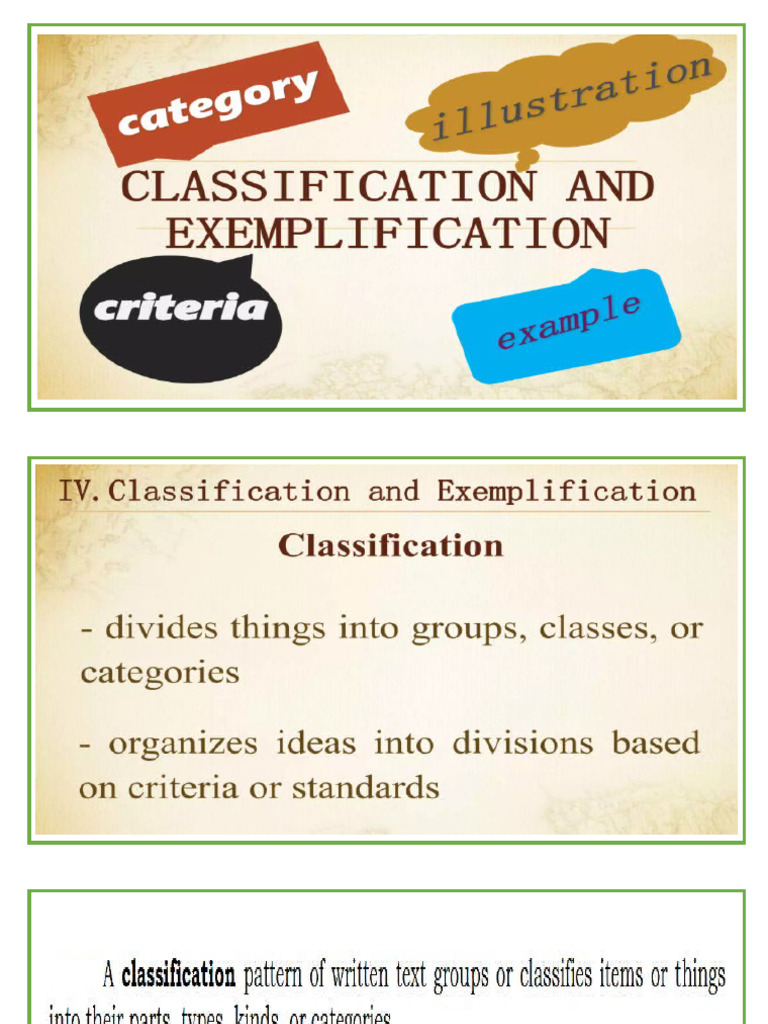 Classification Exemplification Comparicon-Contrast | PDF