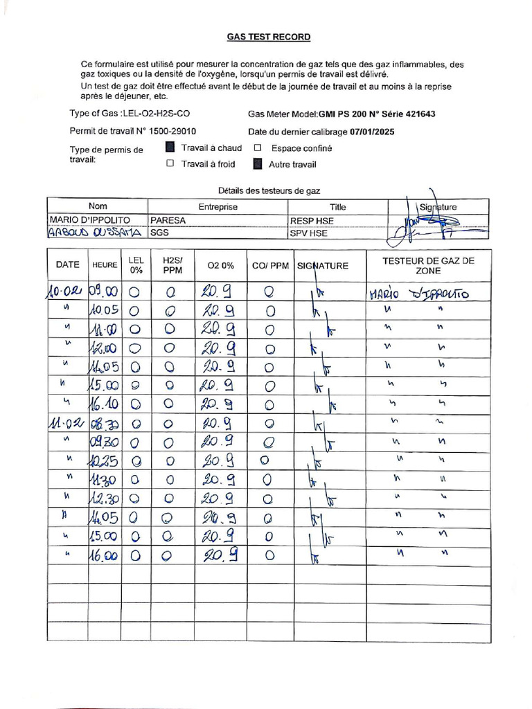 Gaz Test Record Du 11.02.2025 | PDF