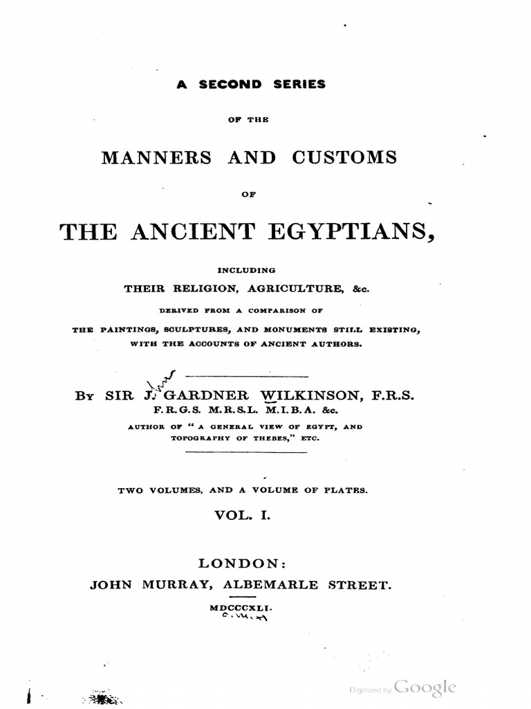 Manners and Customs of The Ancient Egyptians | PDF
