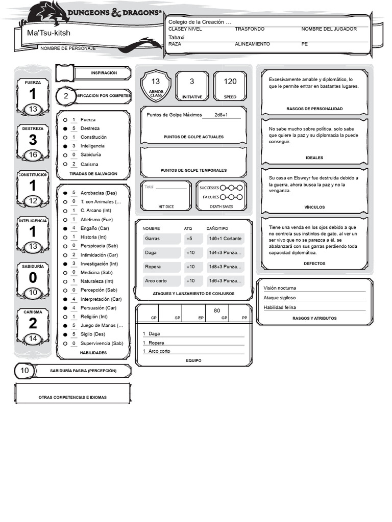 Ma'Tsu-kitsh _ Roll20 Characters | PDF