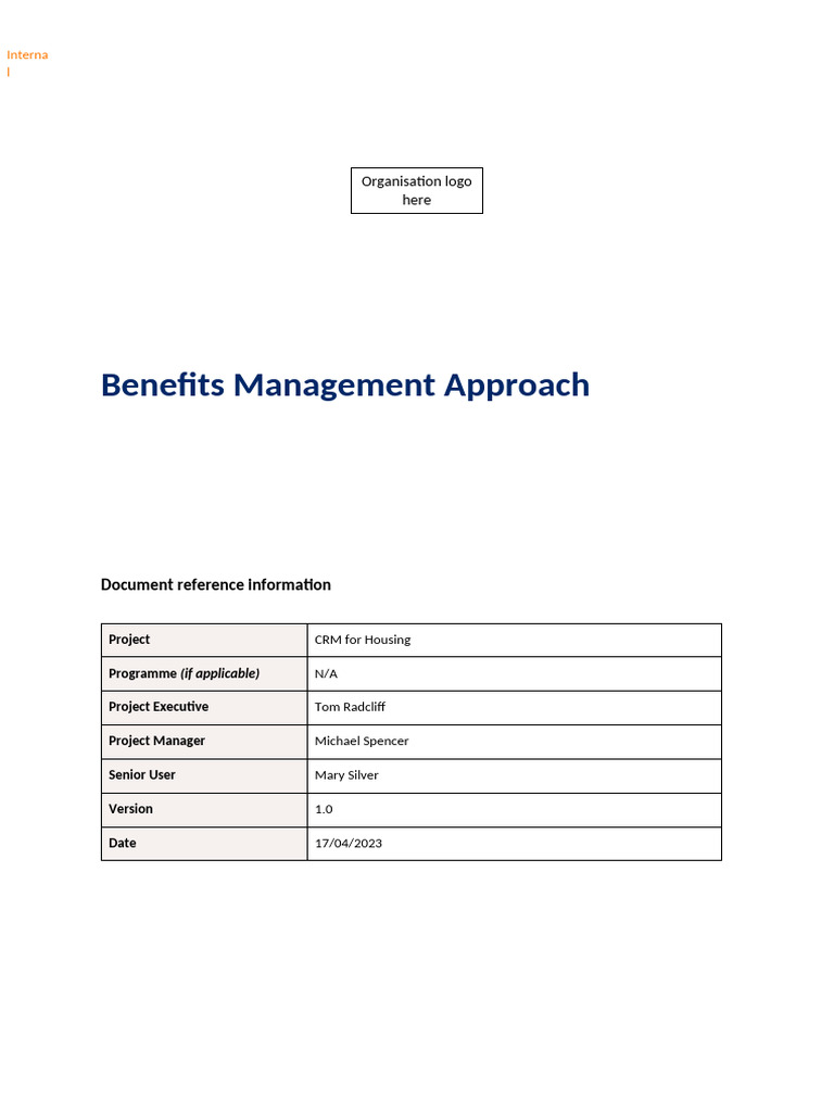 Benefits Management Approach Filled Template | PDF | Project Management ...
