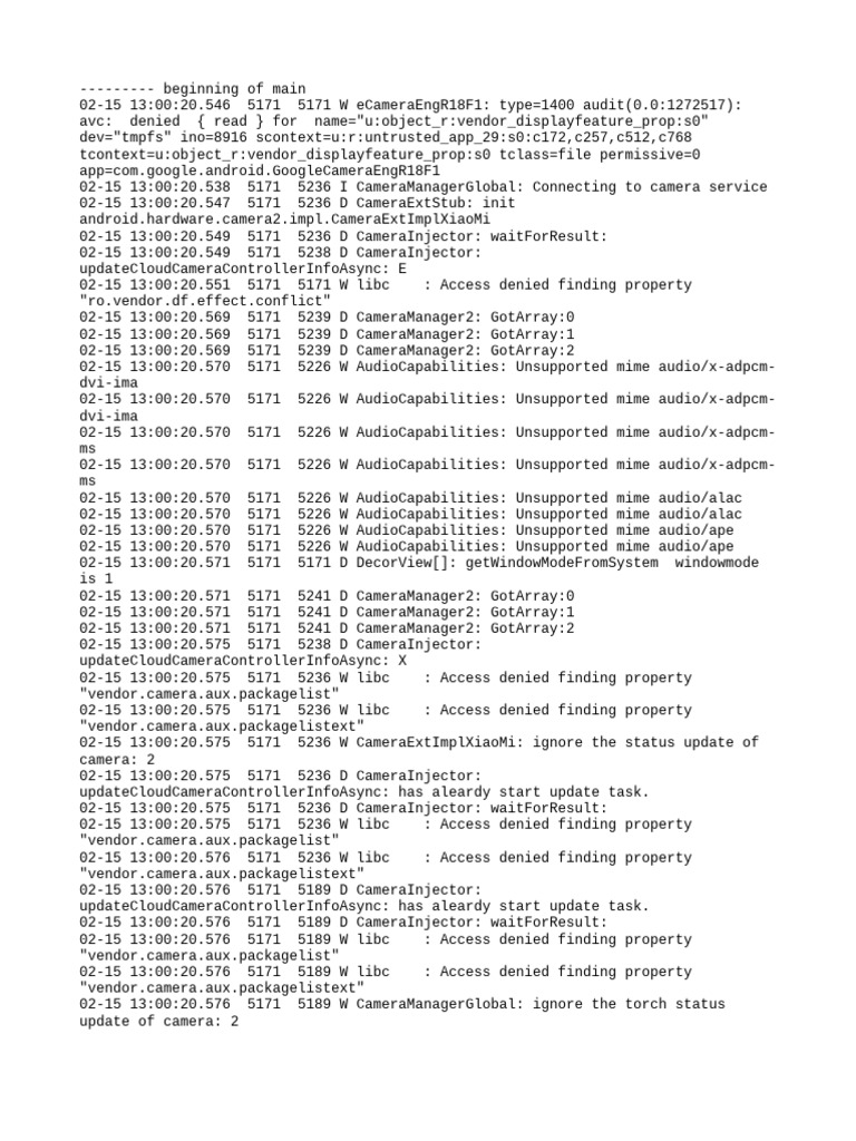 Camera Debug Log Analysis | PDF | Computing | Software