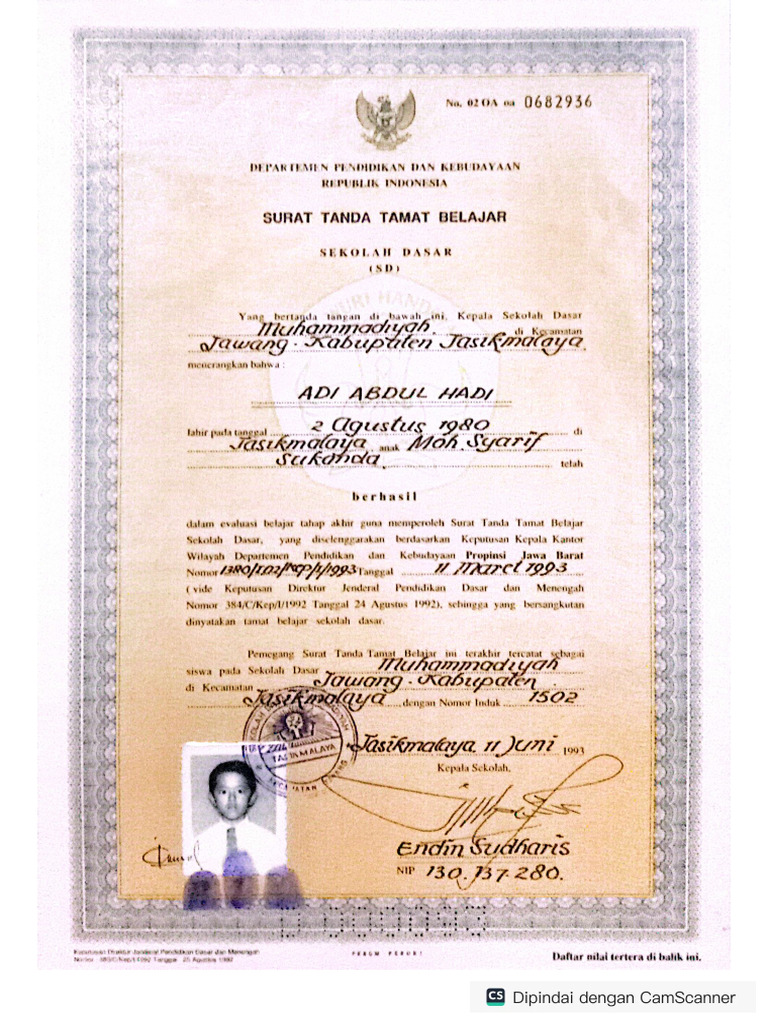 STTB Ijazah SD Adi Abdul Hadi | PDF