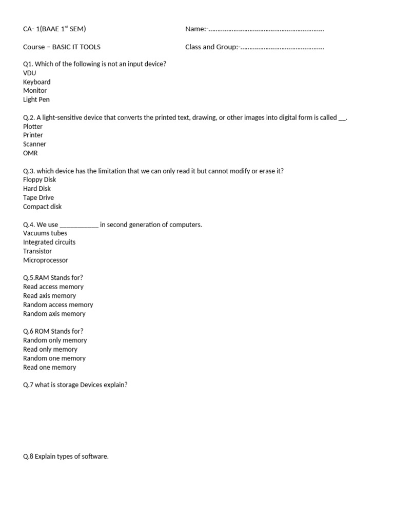 CA1 Basic IT | PDF