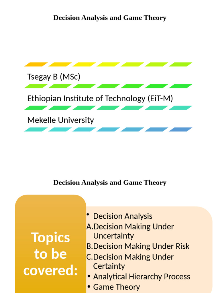 2.Chapter Two-Decision Analysis and Game Theory | PDF | Decision Making | Applied Mathematics