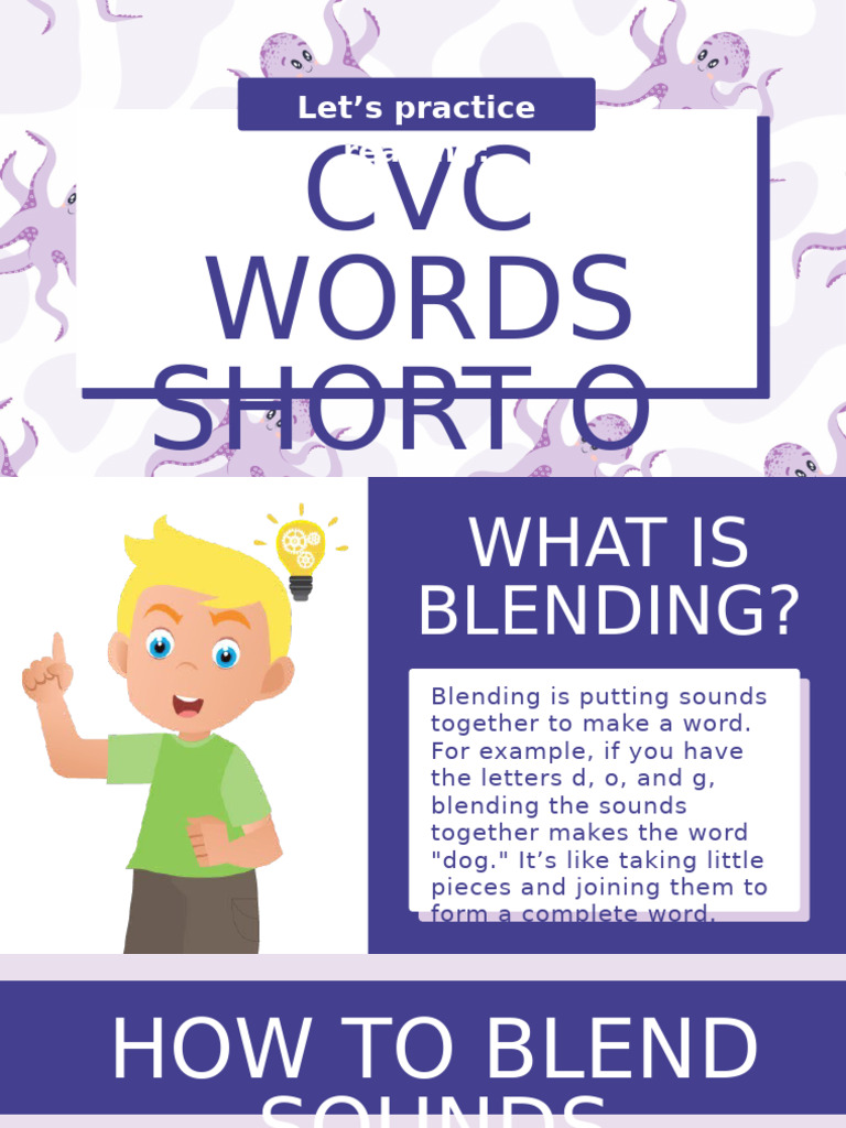 Phonics Blending Sounds CVC Words Short o Presentation in Colorful ...