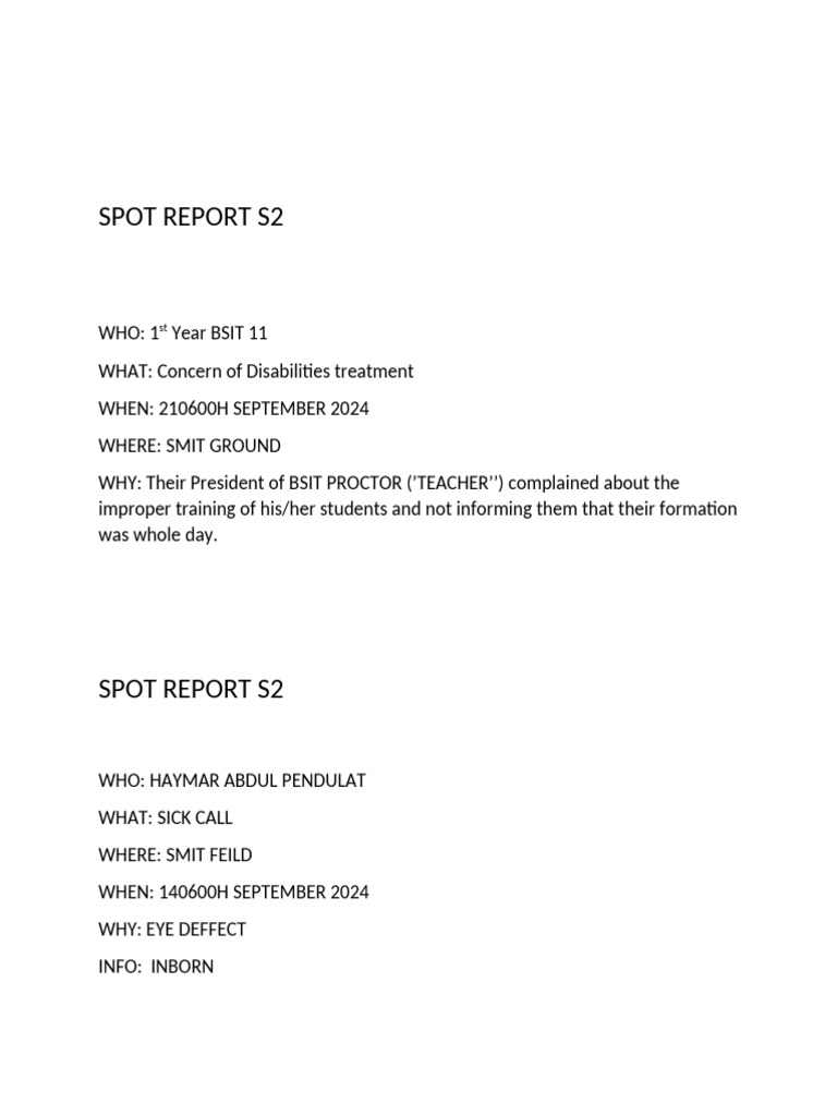 Spot Report s2 | PDF