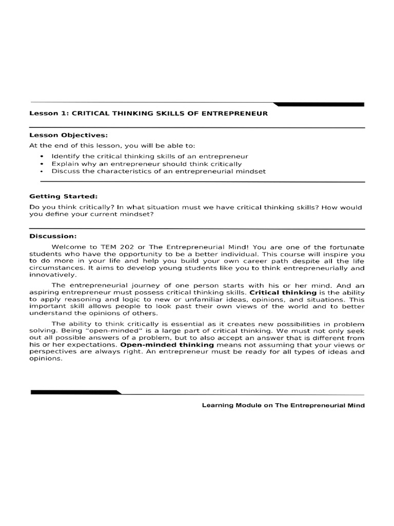 Entrep Chapter 1 Lesson 1 | PDF