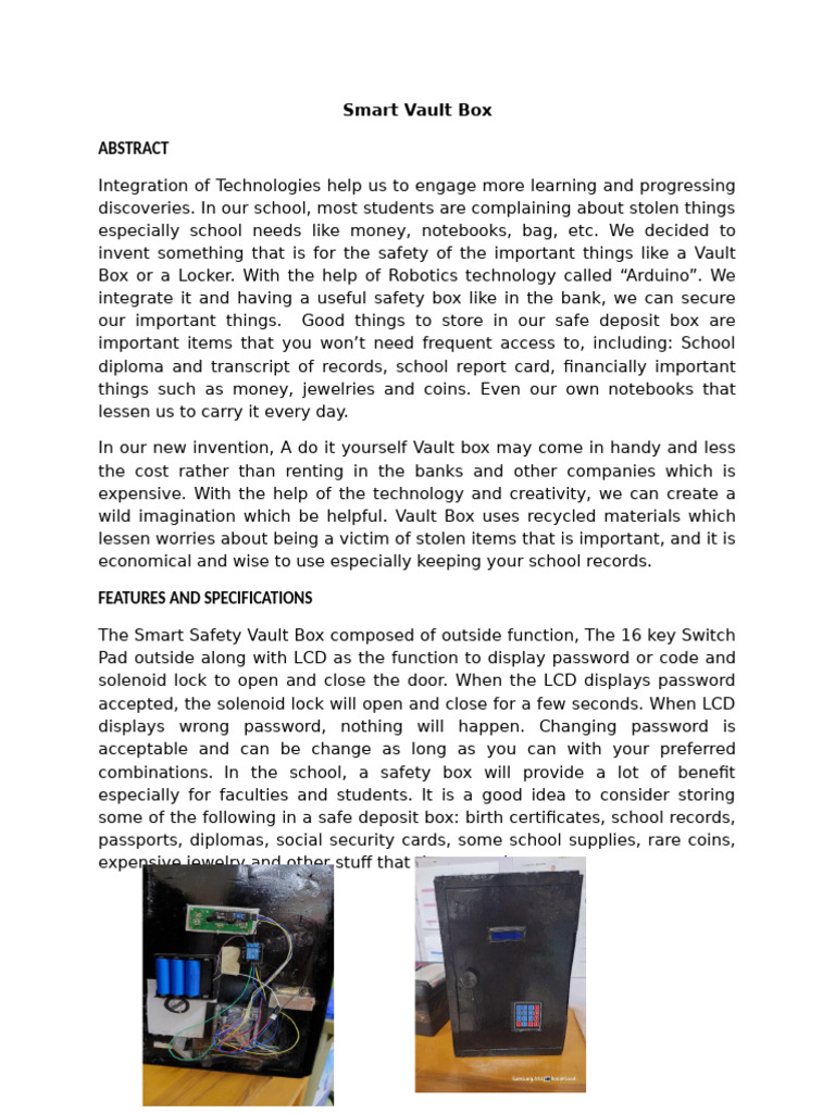 Smart Vault Box Security System | PDF | Access Control | Computing