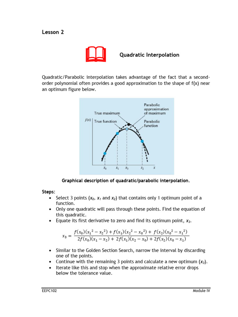 Quadratic Interpolation Method Explained | PDF | Interpolation | Algebra