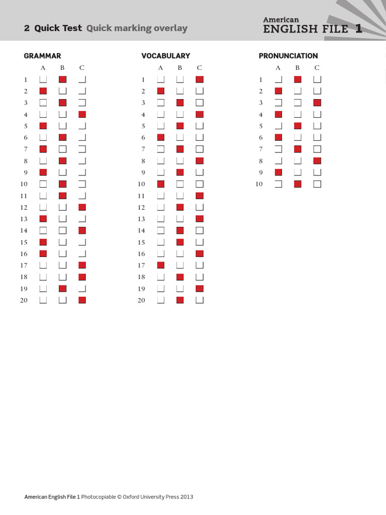 AEF1 File2 QuickTest AnswerKey | PDF