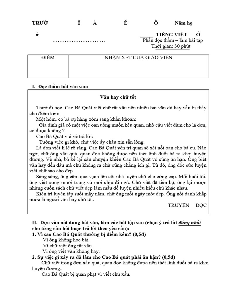 De KT Mon TV Lop 4 CKI NH 2023 - 2024 d2278 | PDF