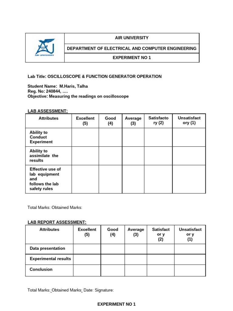 1st M.Haris ENA Lab 1 Handout | PDF | Amplitude | Alternating Current