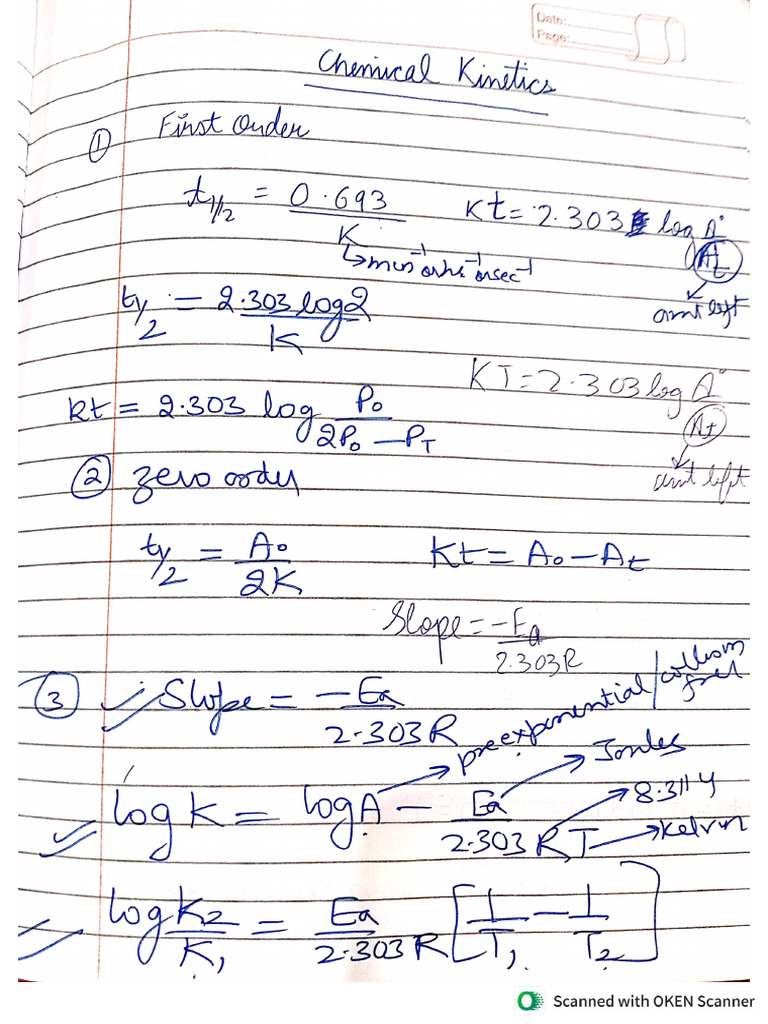 Chemical Kinetics Handwritten | PDF