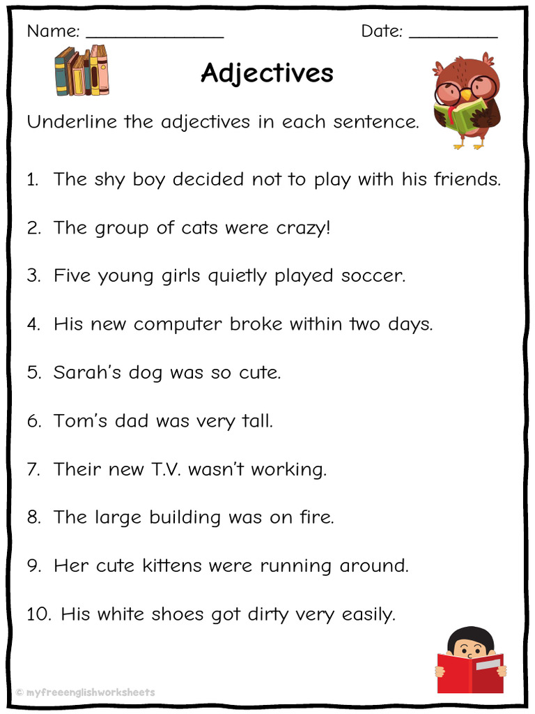 Adjectives Worksheet for Primary Students | PDF