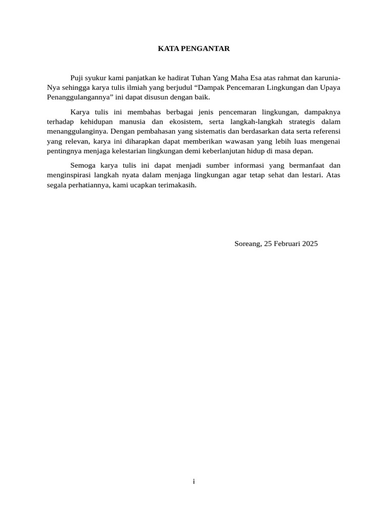 KATA PENGANTAR KARYA ILMIAH B INDO | PDF
