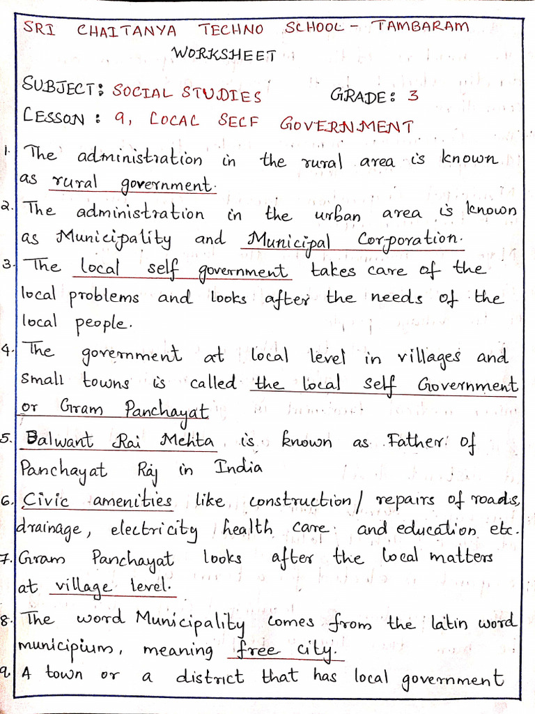 Social Grade 3 LN 9 Worksheet 1 | PDF