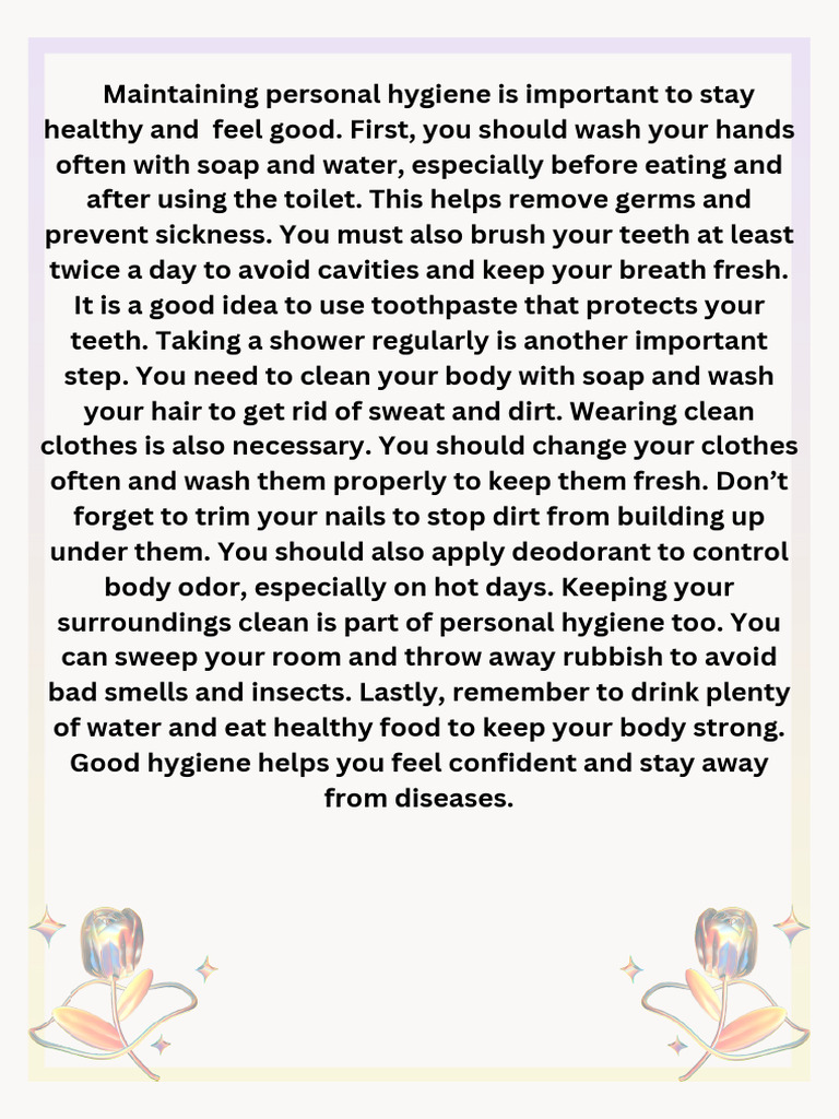 Maintaining Personal Hygiene Is Important To Stay Healthy and Feel Good ...
