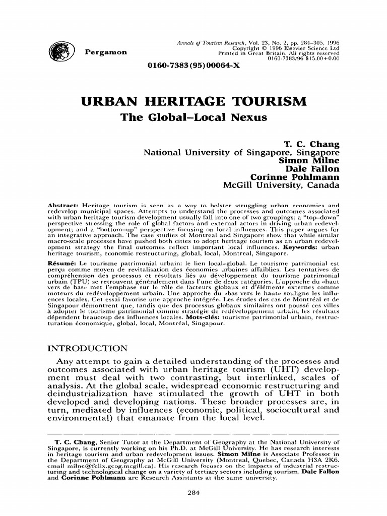 Urban Heritage Tourism | PDF