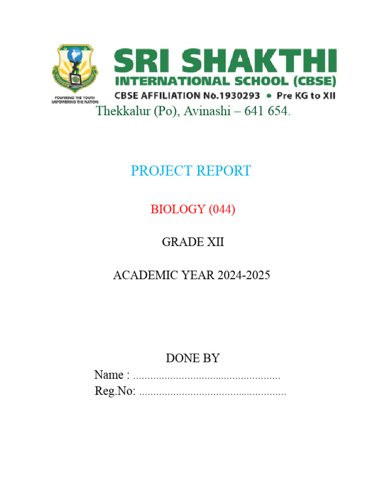 Biology PROJECT Front Pages | PDF
