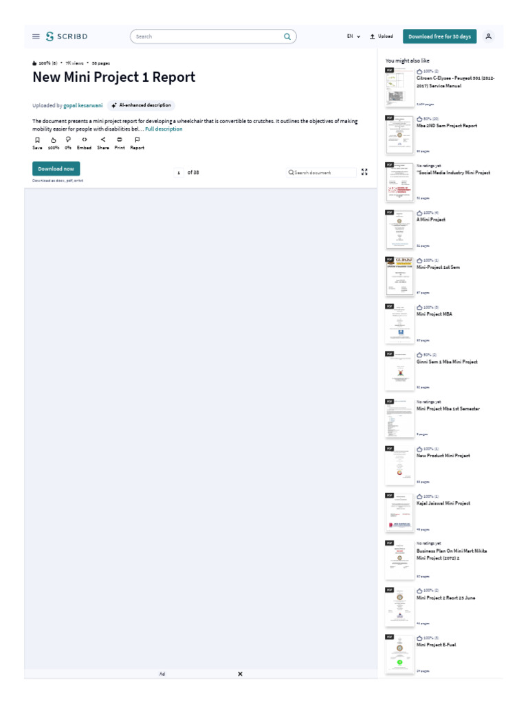 WWW Scribd Com Document 608437714 New Mini Project 1 Report | PDF | Wheelchair | Disability