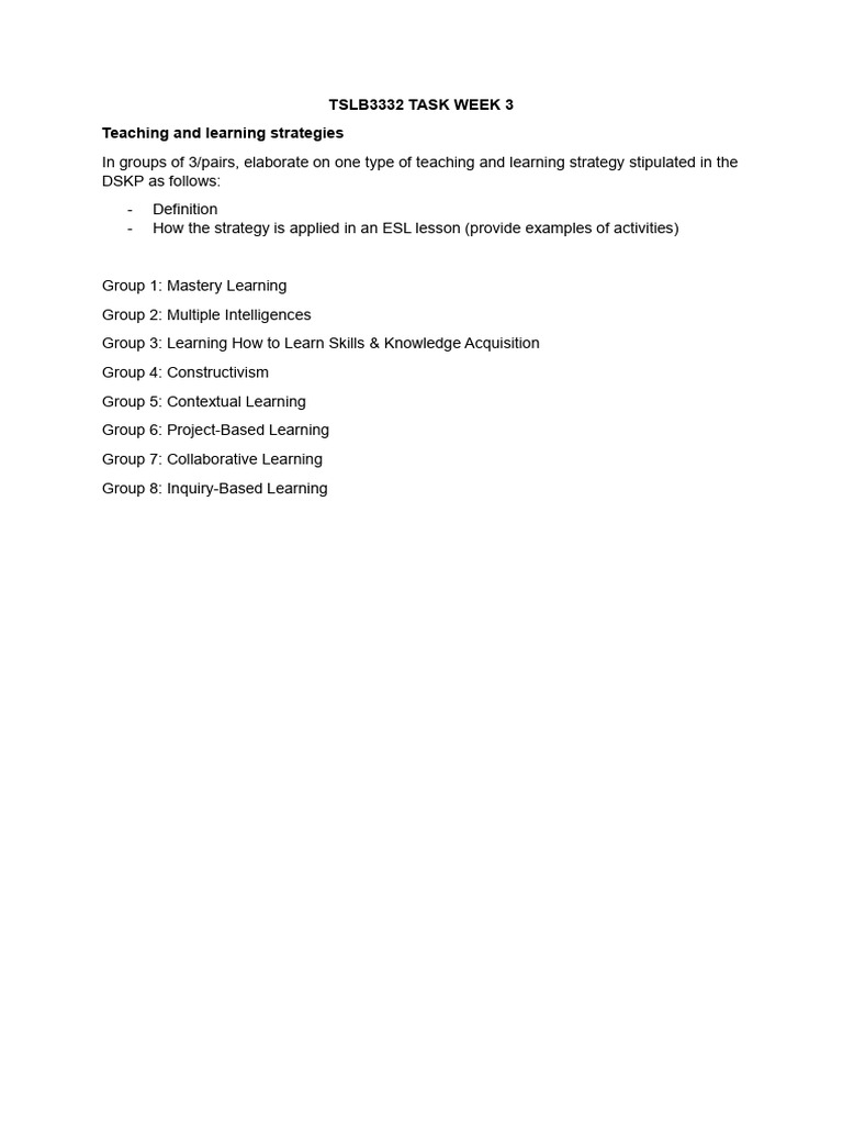 ESL Teaching Strategies Overview | PDF