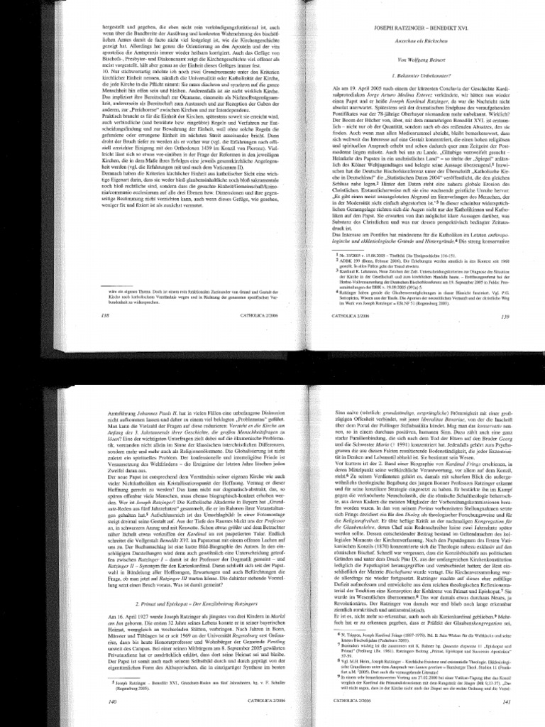 BEINERT, W. Joseph Ratzinger - Benedikt XVI | PDF