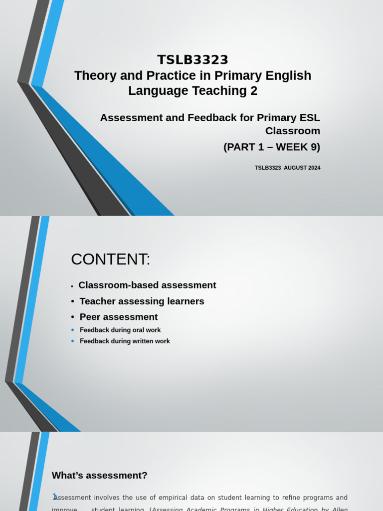 Assessment and Feedback Part 1 - Oct2024 | PDF | Educational Assessment | Human Communication