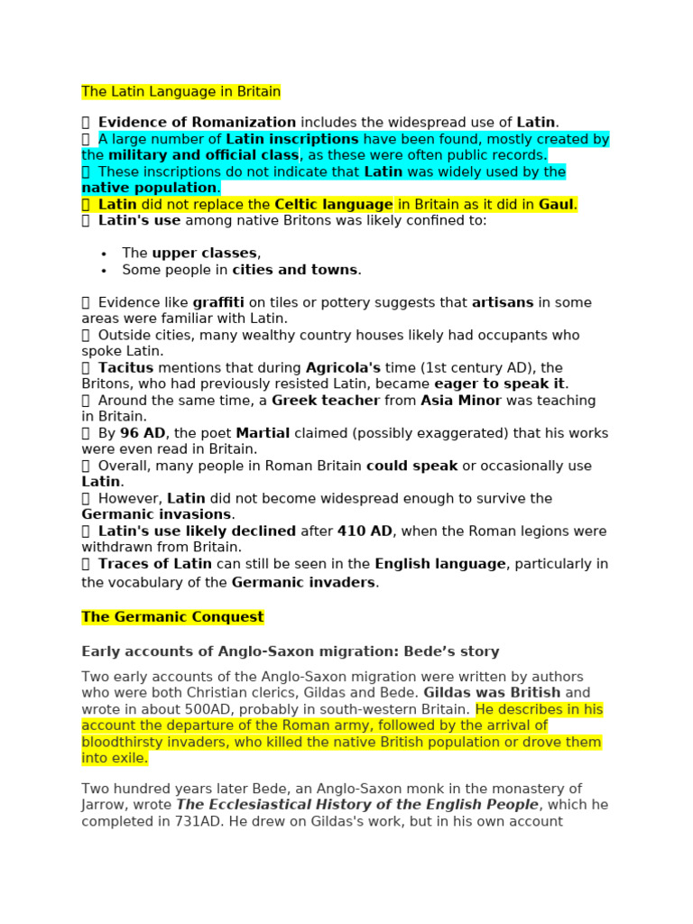 The Latin Language in Britain Etc | PDF | Anglo Saxons | Wessex