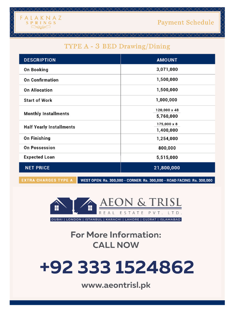 Falaknaz Spring Payment Plan Aeon & Trisl | PDF