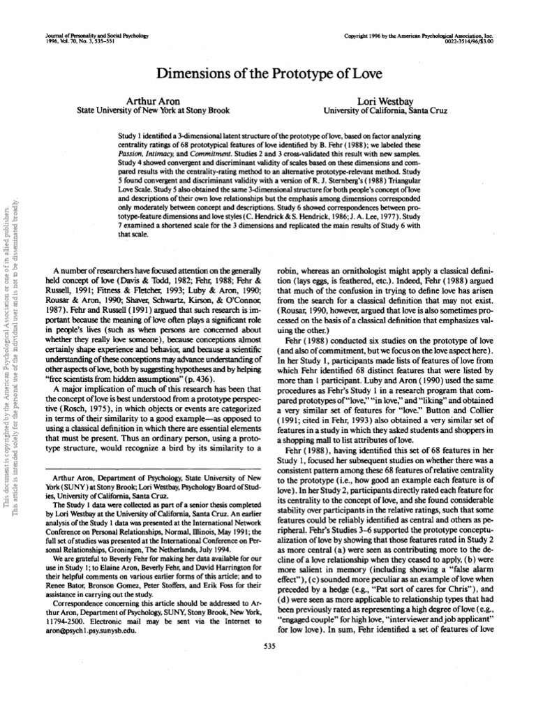 Dimensions of The Prototype of Love | PDF | Attachment Theory | Love