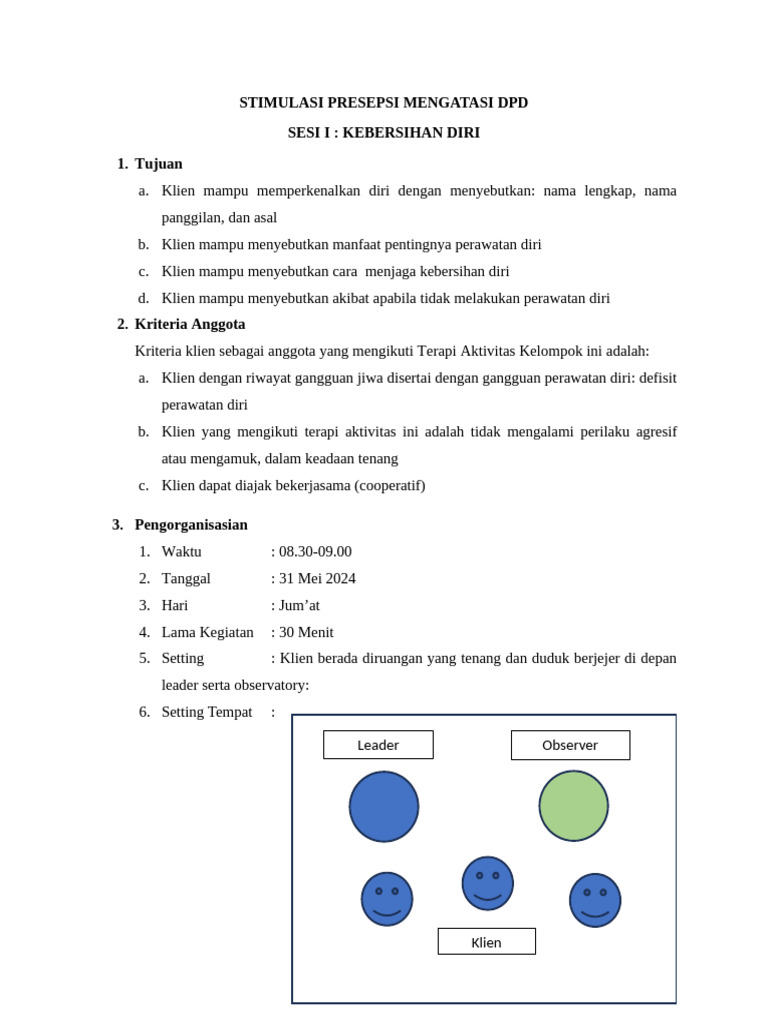 Terapi Kebersihan Diri untuk Klien DPD | PDF