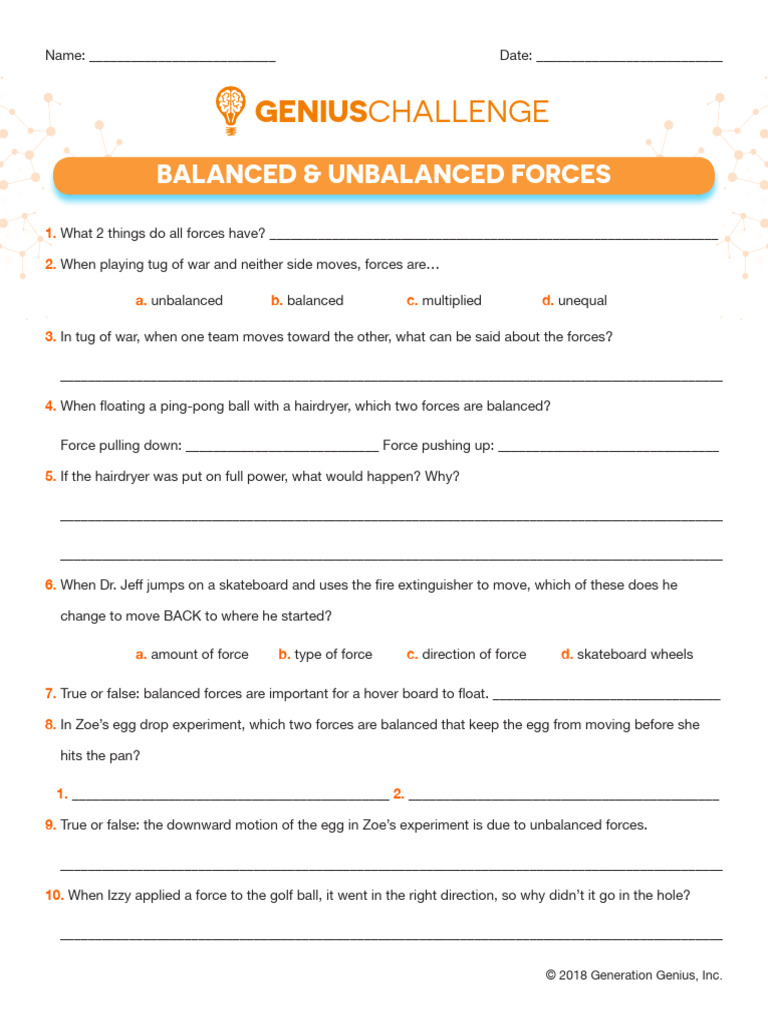 Challenge Balanced and Unbalanced Forces | PDF