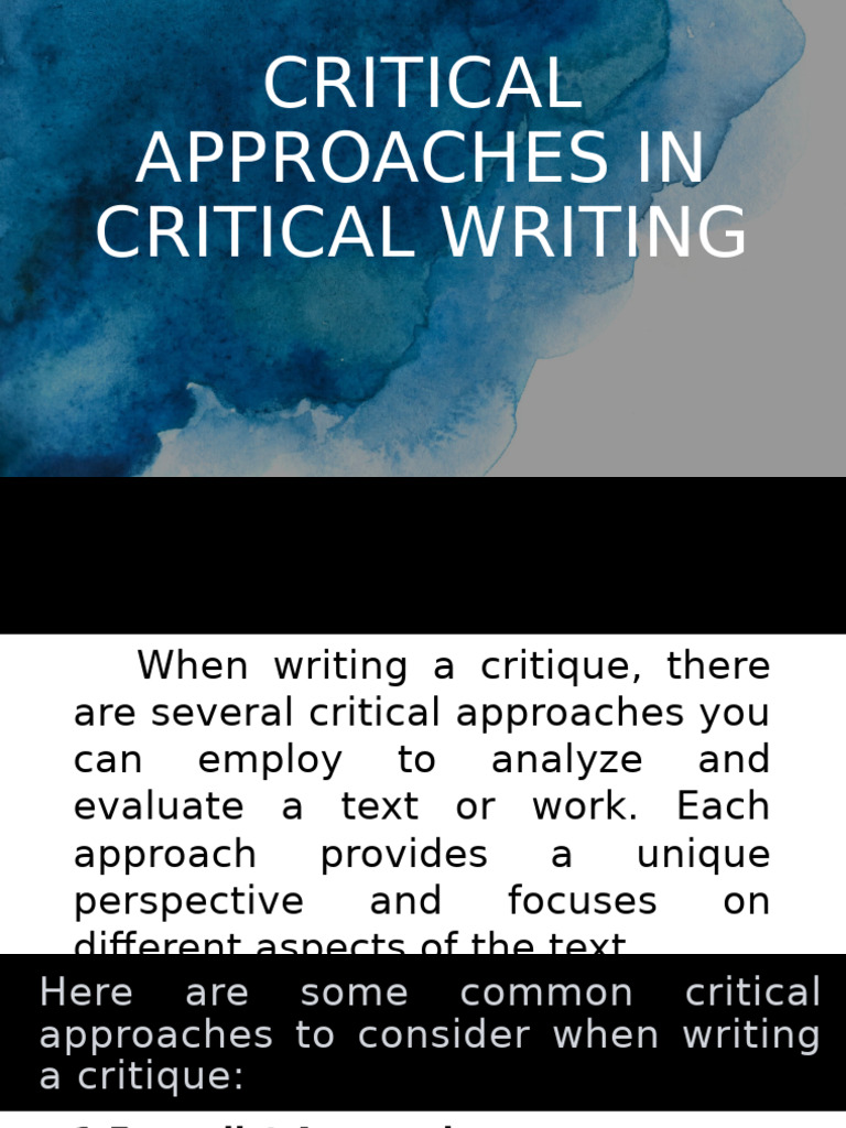 Critical Approaches to Writing Critiques | PDF | Psychology | Gender