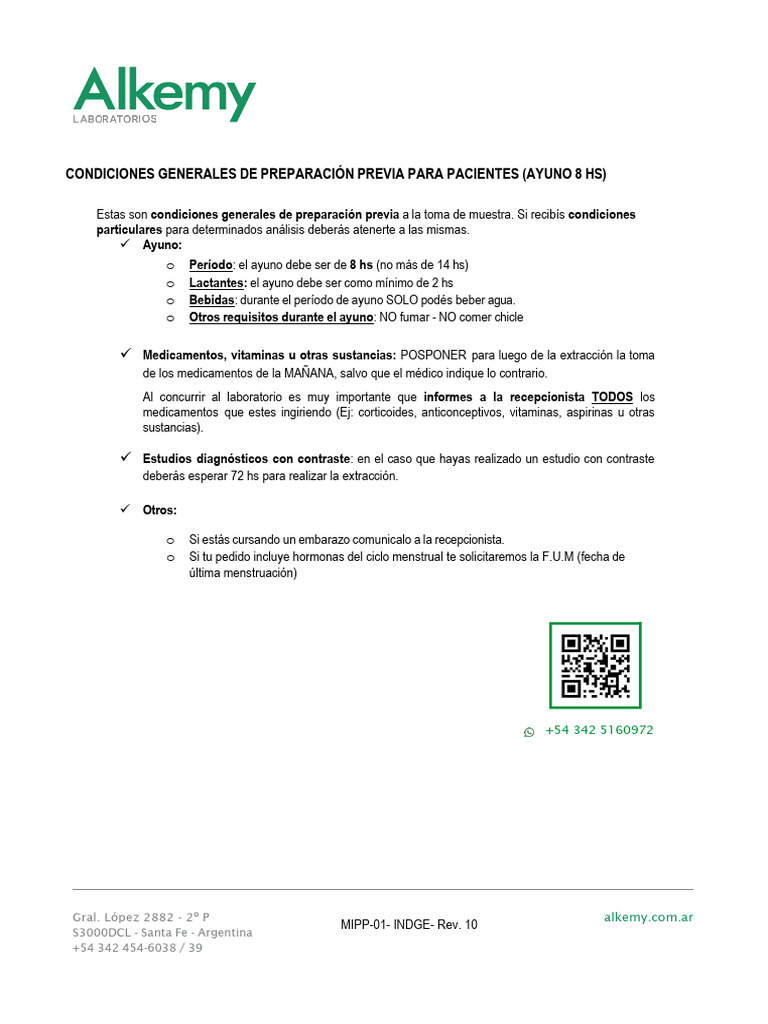 INDGE-Condiciones Generales - Ayuno 8hs Rev.10 | PDF