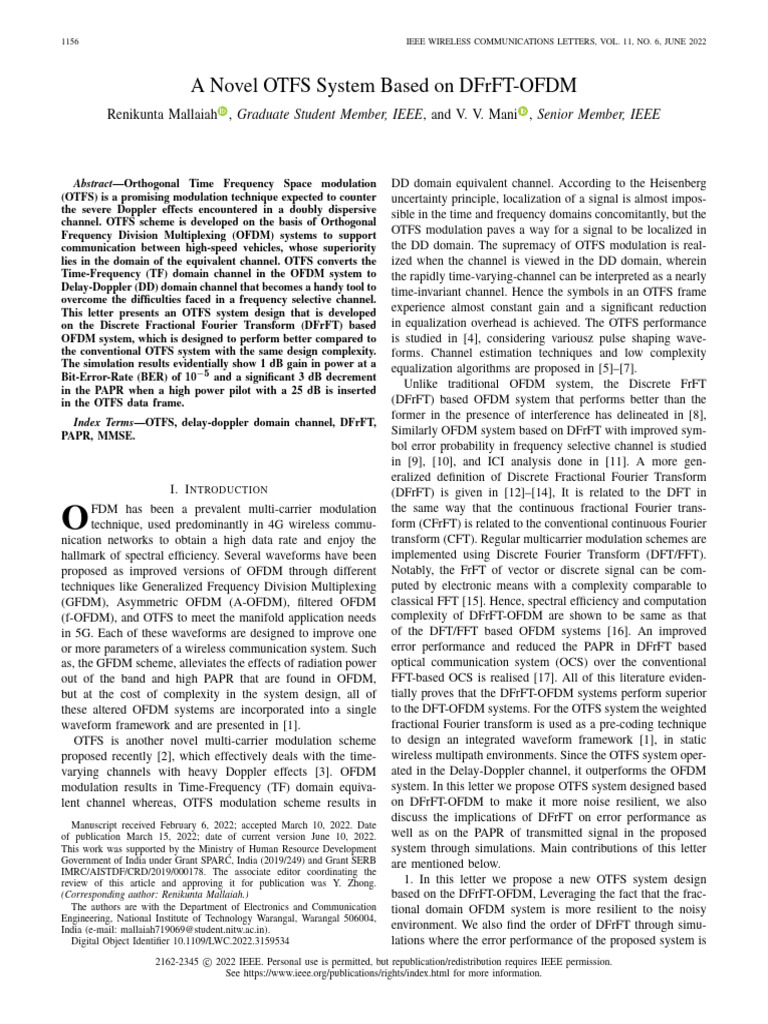 A_Novel_OTFS_System_Based_on_DFrFT-OFDM | PDF | Orthogonal Frequency Division Multiplexing ...