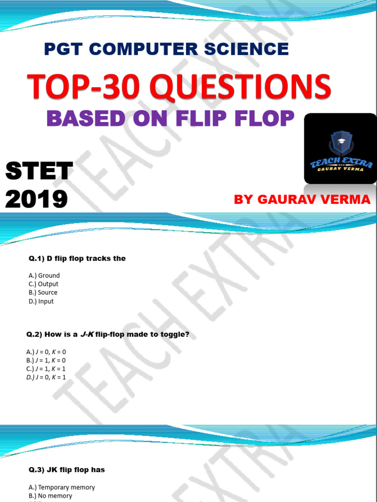 TOP 30 FLIP FLOP MCQ | PDF | Electricity | Electrical Circuits