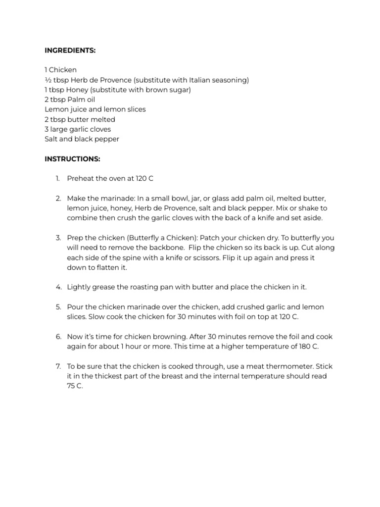 Recipe W - Procedures | PDF