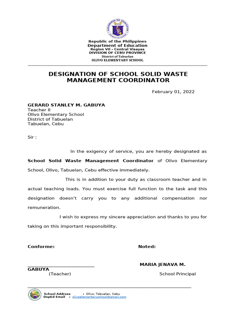 Designation of School Coordinators at Olivo | PDF | Learning | Teaching