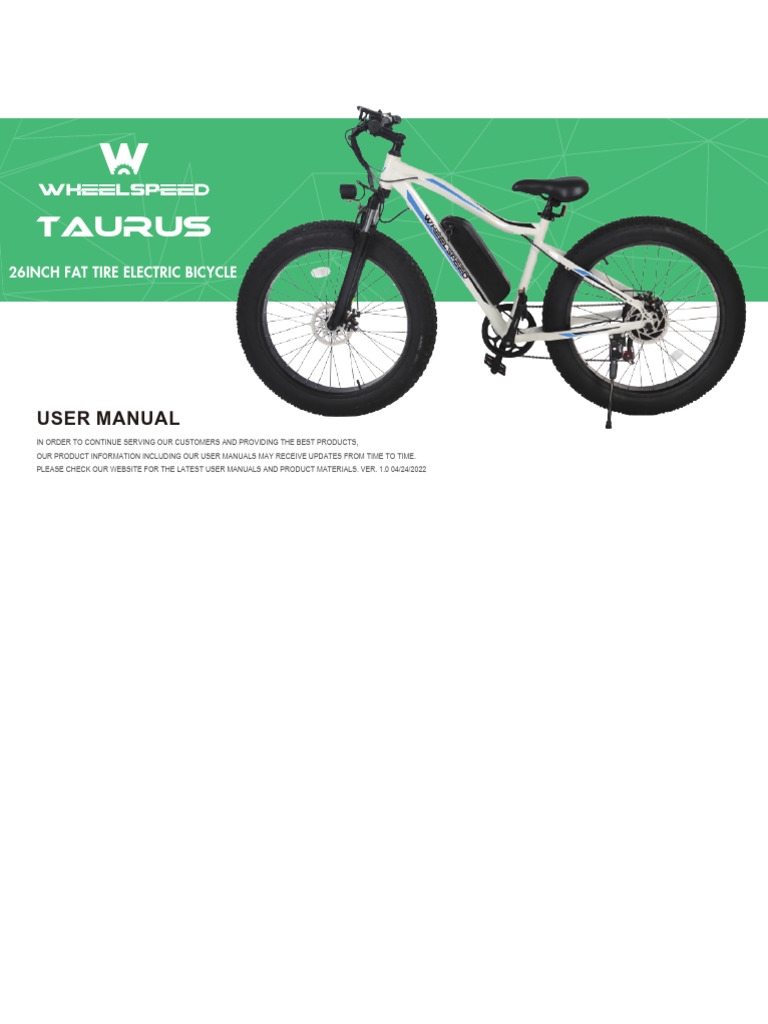 WHEELSPEED TAURUS E-Bike User Manual | PDF | Implied Warranty | Vehicle ...