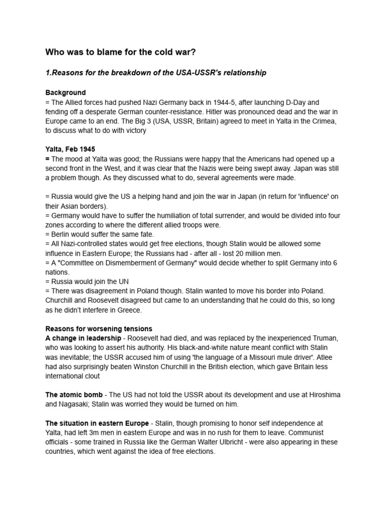 Cold War notes | PDF | Joseph Stalin | Communism