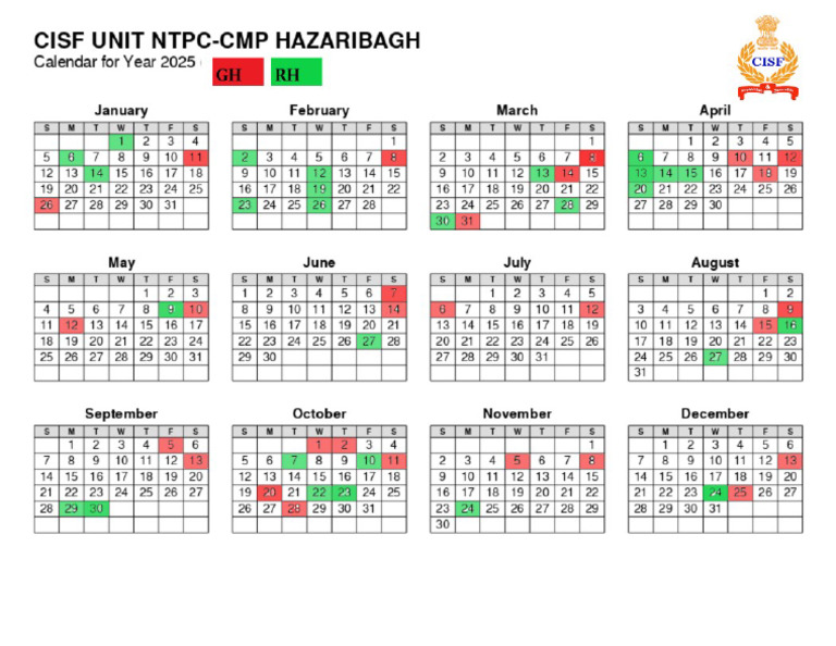 RH GH Calender - 2025-1 | PDF