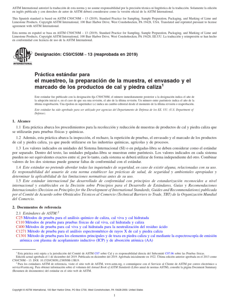 C50 - C50M-13 (2019) La Preparación de La Muestra, El Envasado y El ...